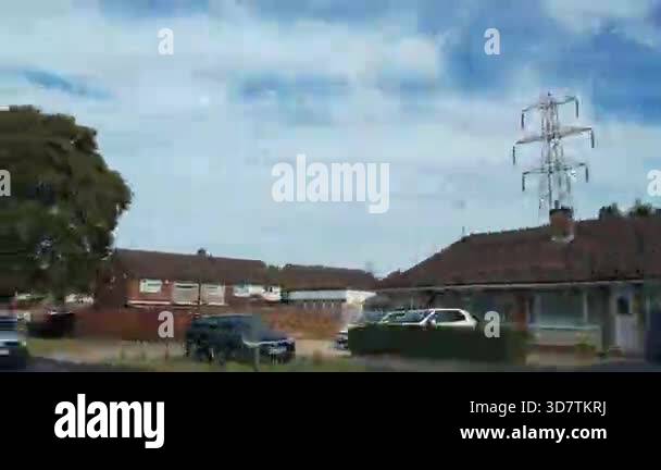 Urban Drive Through City Streets of England Cloudy Day over UK. Car ...