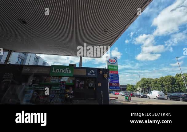Urban Drive Through City Streets of England Cloudy Day over UK. Car ...