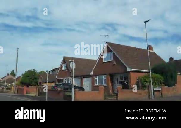 Urban Drive Through City Streets of England Cloudy Day over UK. Car ...