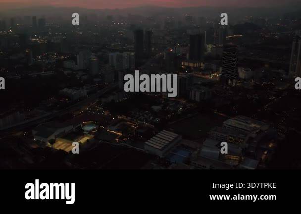 High angle aerial of Ampang and Kampung Pandan area during sunset Stock ...