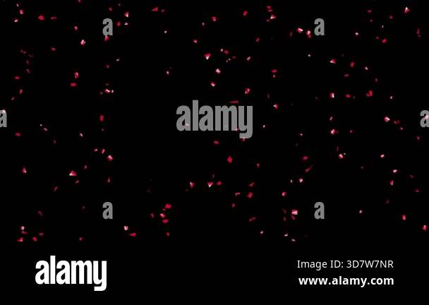 Falling shiny Red foil Confetti on Black Background With Matte Channel ...