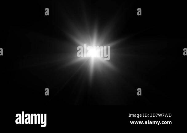 10 second loop of white abstract light rays emanating from a center ...