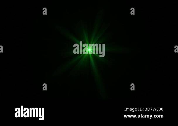10 second loop of green abstract light rays emanating from a center ...