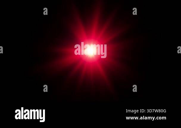10 second loop of red abstract light rays emanating from a center light ...