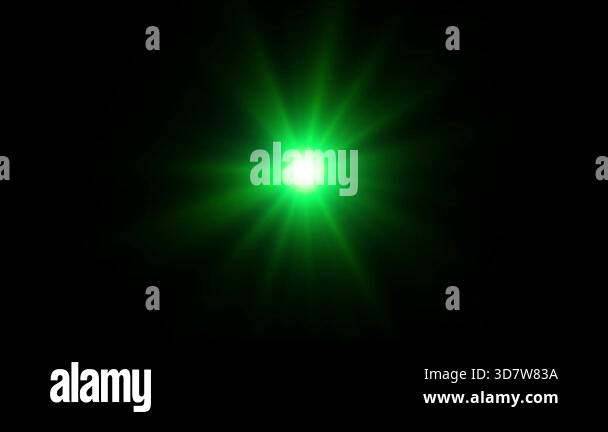 10 second loop of green abstract light rays emanating from a center ...