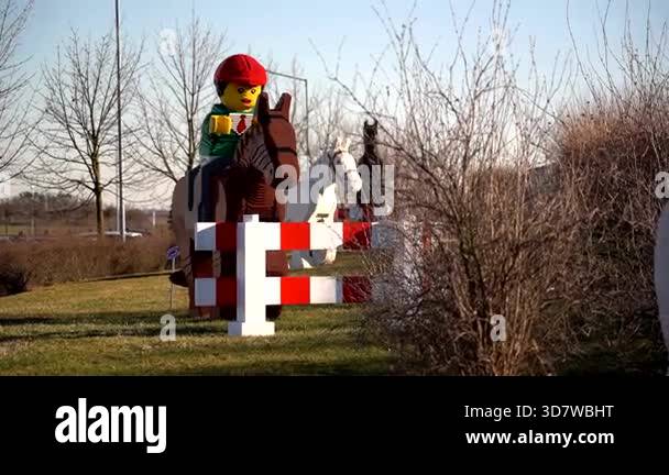 Real time video of large LEGO sculptures in front of production factory ...