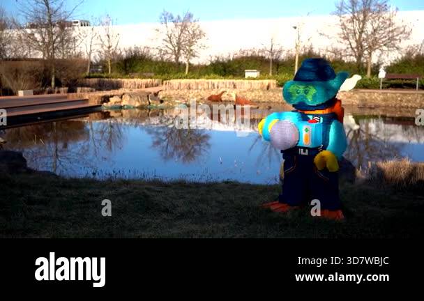 Real time video of large LEGO sculptures in front of production factory ...