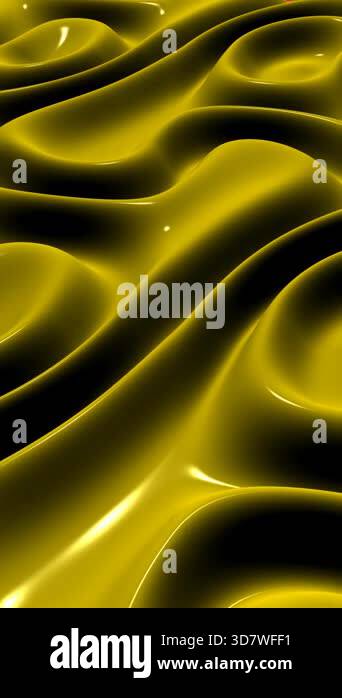 Yellow Plasma Waves Moving Smoothly Across Reflective Metallic Surface ...