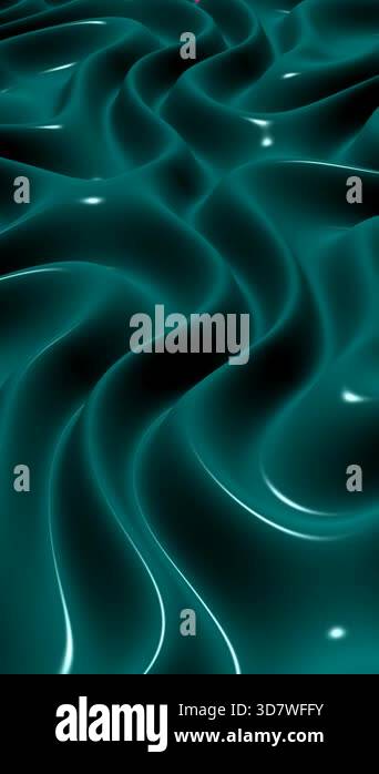 Teal Plasma Waves Creating Elegant Reflections Over Metallic Surface ...