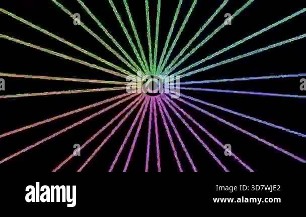 rainbow colored neon light line rotation animation on a horizontal ...