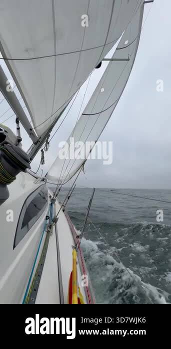 Dynamic sailing shot showing the sail in strong wind Stock Video ...