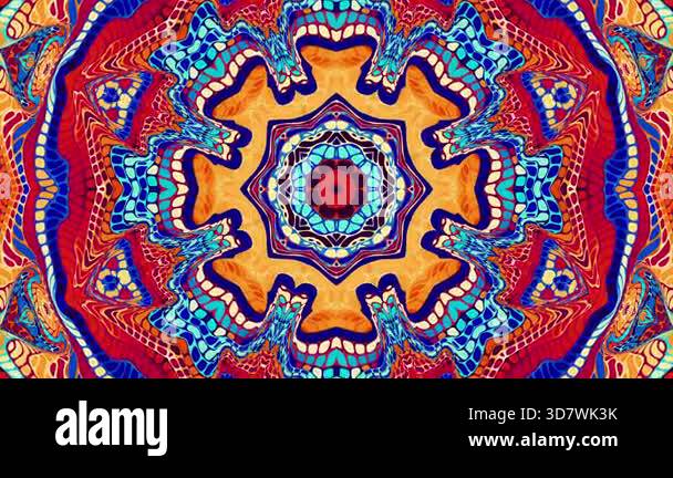 3D kaleidoscope mandala abstract background of trippy art psychedelic ...
