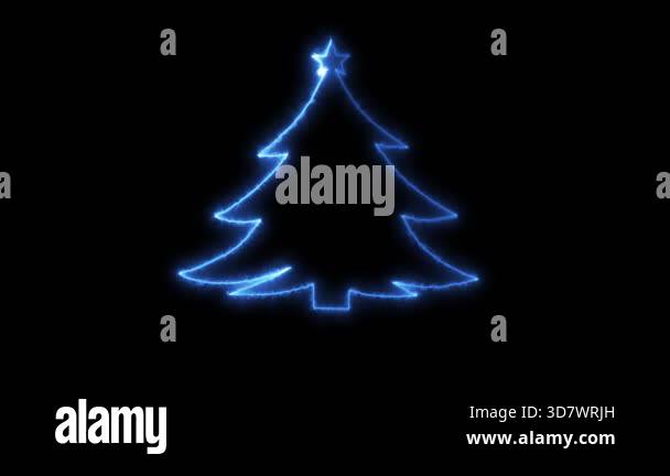 Blue Neon Christmas Tree Glow for Holiday Decor and Festive Night Scene ...