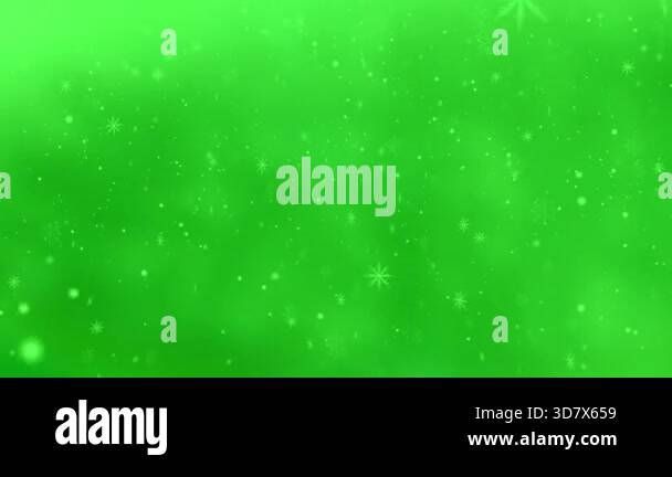 Animated Star Shaped Snowflakes and Winter Particles Falling on a Green ...
