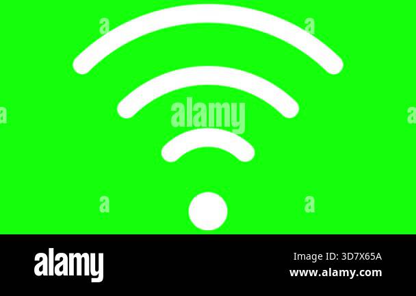 Pulsing Wi-Fi Signal Icon Animation on Green Screen Background Stock ...