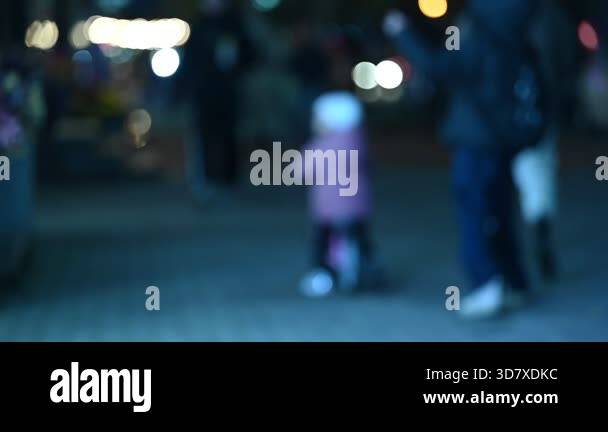 blurred of a walking people at night Stock Video Footage - Alamy
