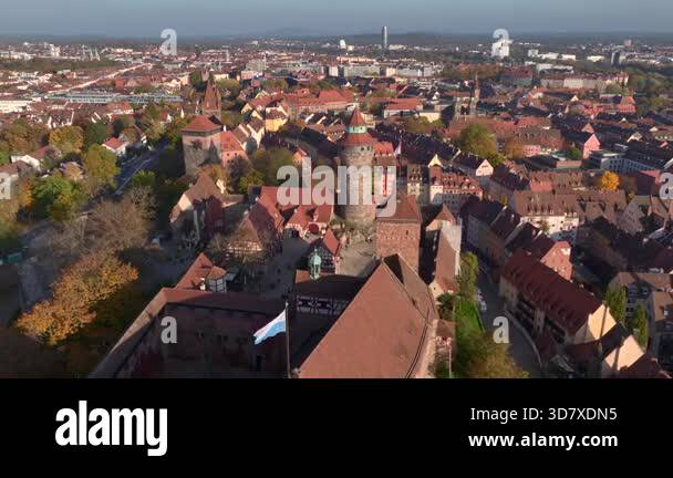 Aerial view of the Imperial Castle of Nuremberg, Germany. Historic ...