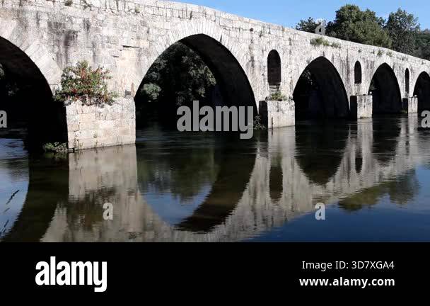 ancient roman bridge of Ponte do Porto, Braga, in the north of Portugal ...