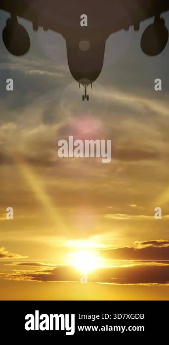 Passenger Airplane Taking Off Into A Beautiful Sunset Stock Video ...