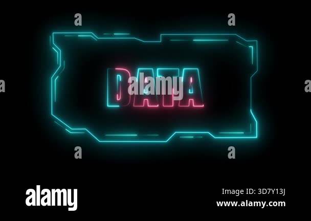 3 d rendering of neon glowing text of the data in the form of a ...