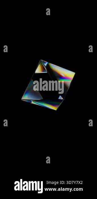 3d Transparent rotating glossy geometric object with dispersion effect ...
