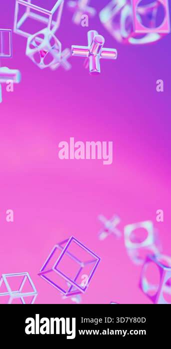 Abstract 3d Holographic iridescent geometric shapes rotating animation ...