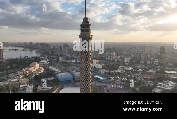 Cairo Egypt - March 9, 2024: Cairo Tower stands out in aerial views ...