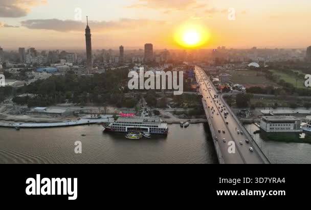 Cairo Egypt - March 9, 2024: Cairo Tower shines in daytime footage ...