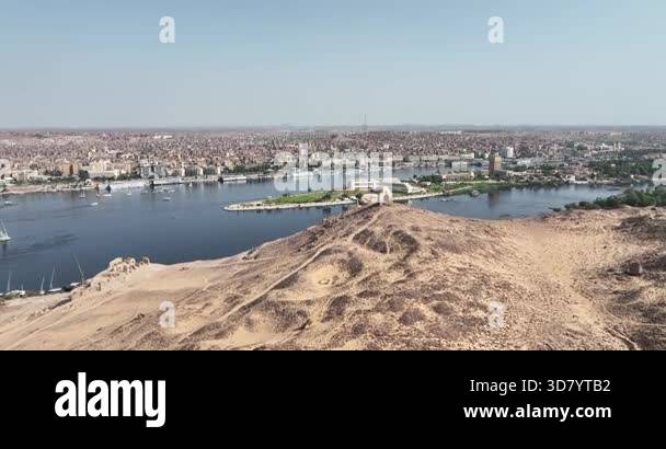 Aswan Egypt - September 17, 2023: Discover the aerial view of Qubbet ...