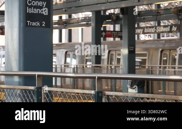 New York City Brooklyn subway outdoor station platform, Coney island ...
