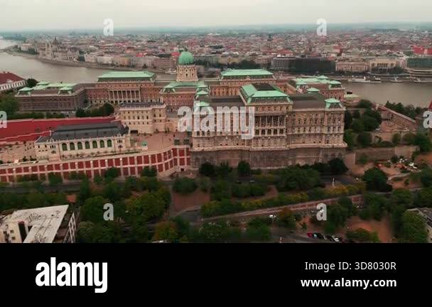Budapest with Buda Castle Royal Palace. Aerial view of the Budapest in ...