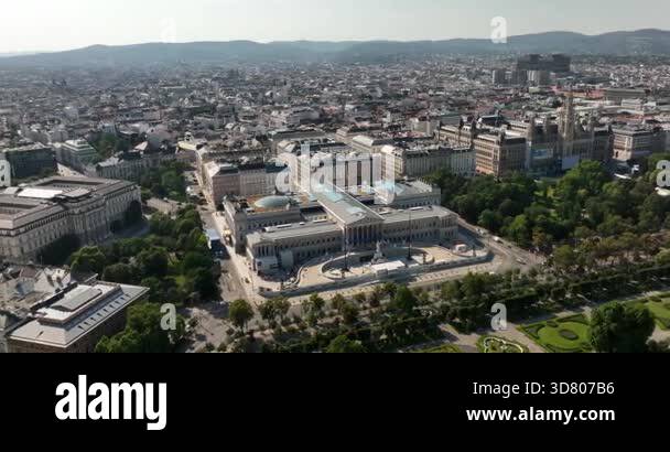 Aerial view from a drone helicopter of Vienna city in Austria. Flight ...
