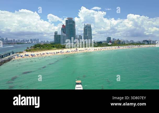 Miami Beach aerial view with skyline. Miami from above. Miamis famous ...