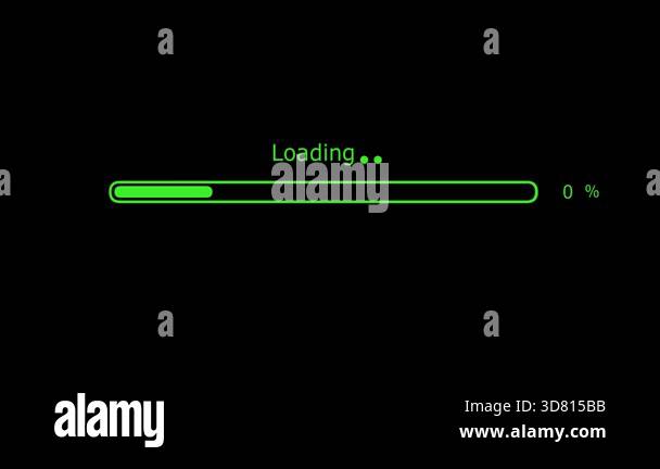 Green Light Loading Bar Progress Animation 0 to 100 Percent on Black ...
