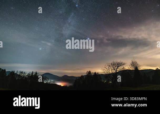 Astronomy time lapse of Milky Way Galaxy stars slowly obscured by ...