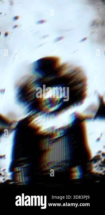 Glitch Art Portrait Of A Neon Blue Clown Mask With Distorted Facial ...