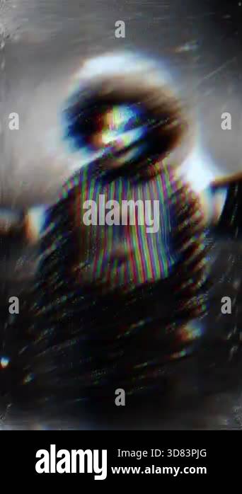 Glitch Art Portrait Of A Neon Blue Clown Mask With Distorted Facial ...