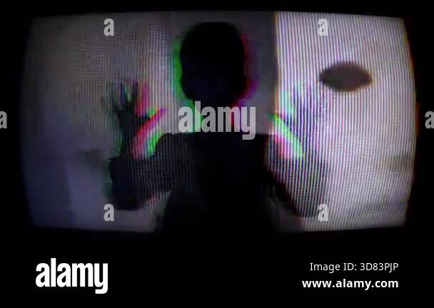 Silhouette of Child Behind Screen With White Mask Creates Mystery And ...