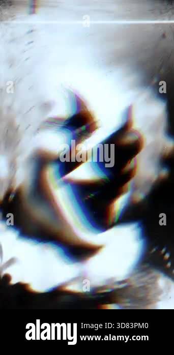 Glitch Art Portrait Of A Neon Blue Clown Mask With Distorted Facial ...
