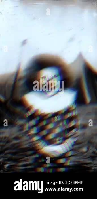 Glitch Art Portrait Of A Neon Blue Clown Mask With Distorted Facial ...