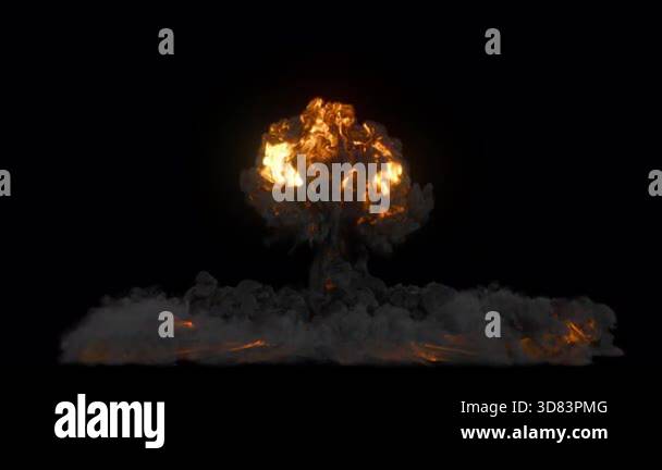 Nuclear explosion with mushroom cloud of smoke VFX element in 4K, Pro ...