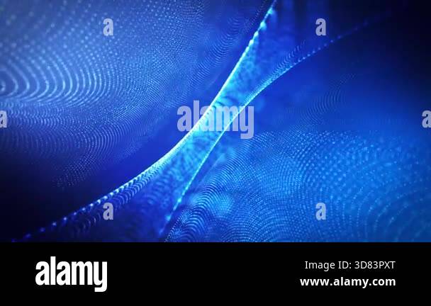 Blue digital wave of particles and dots, futuristic cyber background ...