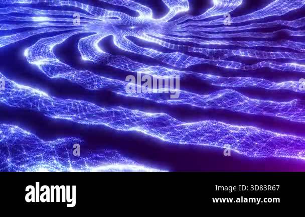 Abstract digital surfaces with pink and purple wave energy create a high-tech dynamic neural ...