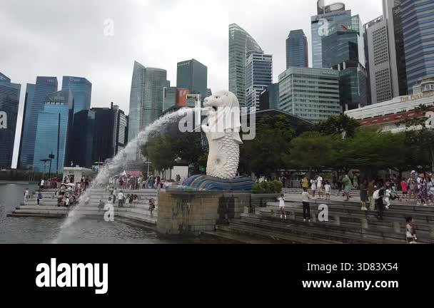 Downtown, Singapore - August 15 2025: Time-lapse footage of the iconic ...