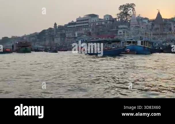 Varanasi, India - March 23 2025 - World famous various Ganga Ghats view ...