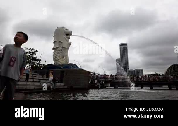 Downtown, Singapore - August 15 2025: Time-lapse footage of the iconic ...