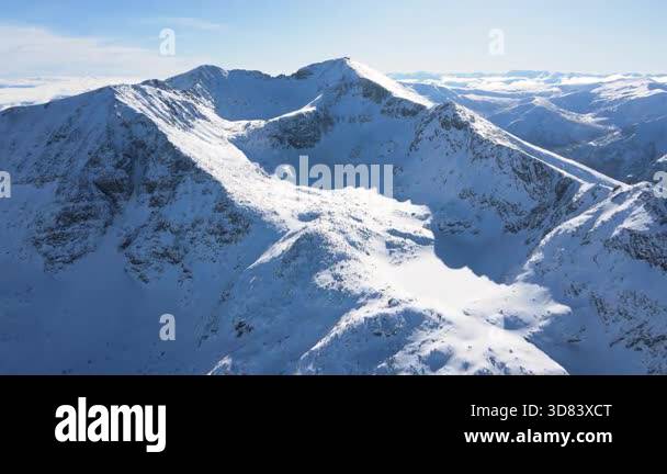 Amazing Aerial Winter view of Rila mountain near Musala peak, Bulgaria ...