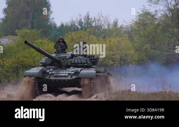 Kharkiv, Ukraine - September, 12, 2025: tankers ride on top of a tank ...