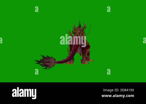 Epic 3D Dragon idle Scene Back Side On Green Screen Animation,Fantasy ...