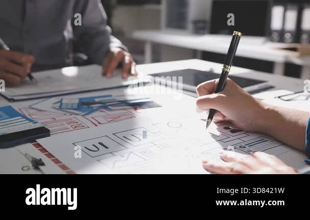 Close Up of a Businessman Working on Desktop Computer with Company's ...